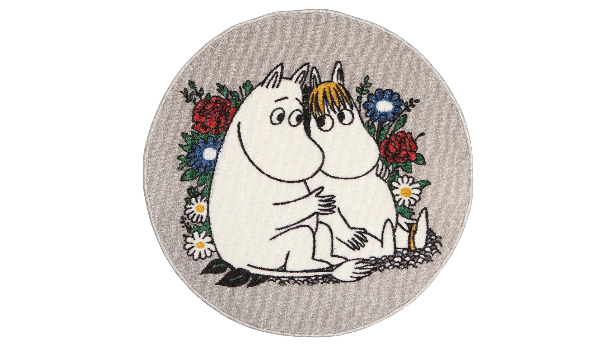 MUUMI-matto NIISKUNEITI JA MUUMIPEIKKO ⌀80 cm (harmaa) - Eteismatot ja ...